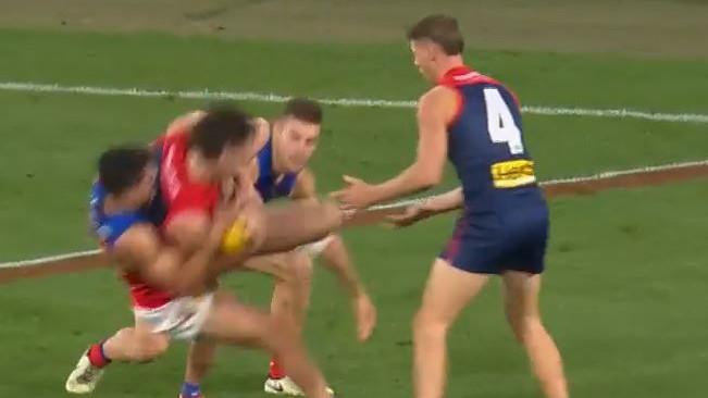 Brisbane Lion Charlie Cameron’s dump tackle on Jake Levers results in ...