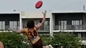 Nick Watson takes terrific mark during Hawthorn Hawks AFL training at ...