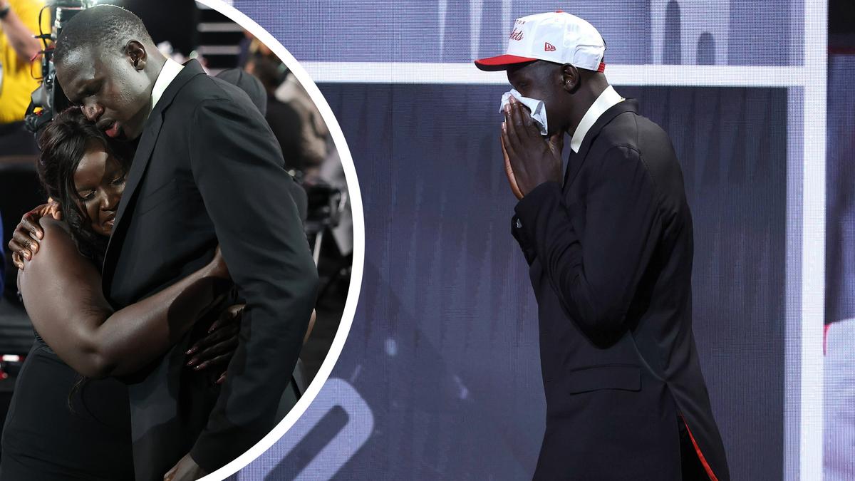 Khaman Maluach cries tears of joy after being drafted 10th overall in ...