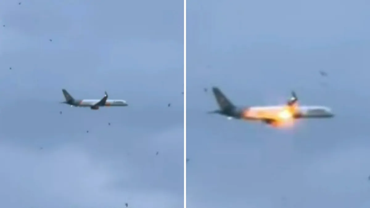 Condor Airlines flight spirals into panic as engine erupts in flames ...